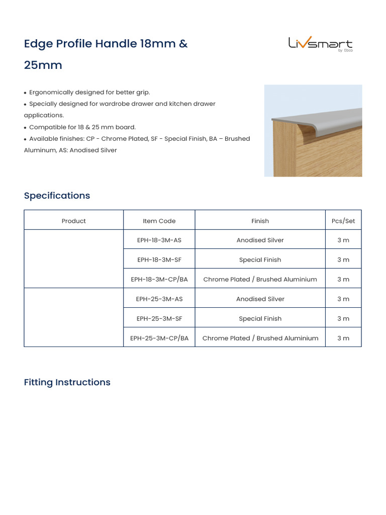 Edge Profile Handle 18mm & 25mm | PDF