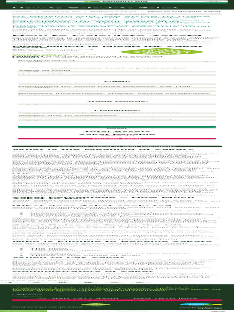 How To Calculate Zakat 2025 Muslim Aid Muslim Aid | PDF | Wealth | Taxes