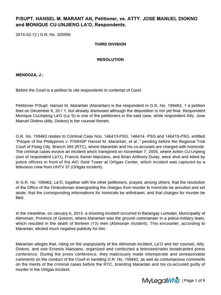 PSupt Hansel M Marantan Vs Atty Jose Manuel Diokno and Monique Cu ...
