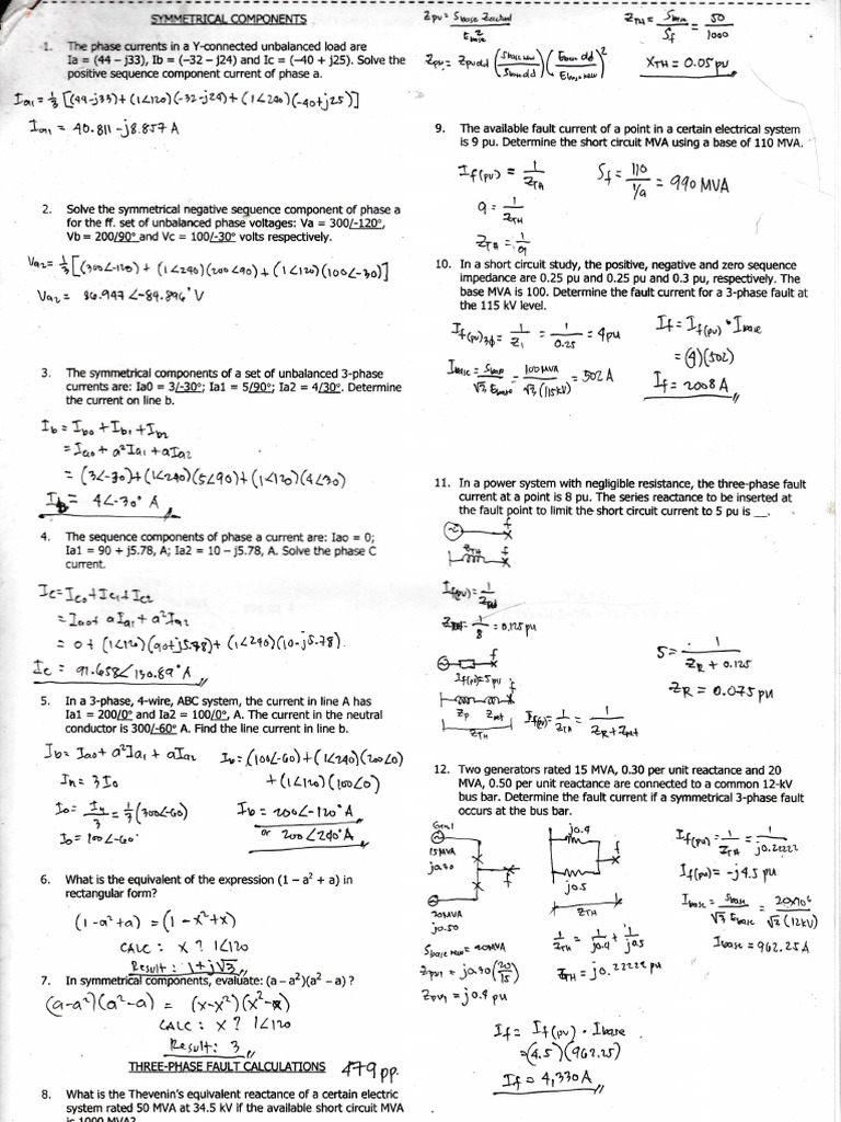 EE14 SYMMETRICAL COMPONENTS | PDF | Physical Quantities | Power (Physics)