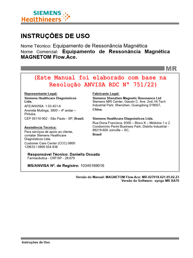 Magnetom Flow Manual - Operador | PDF | Imagem de ressonância magnética ...