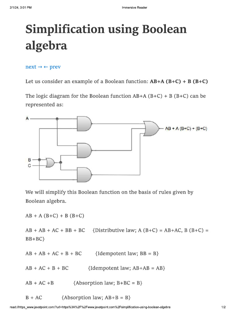Boolean algebra SIMPLICATION | PDF