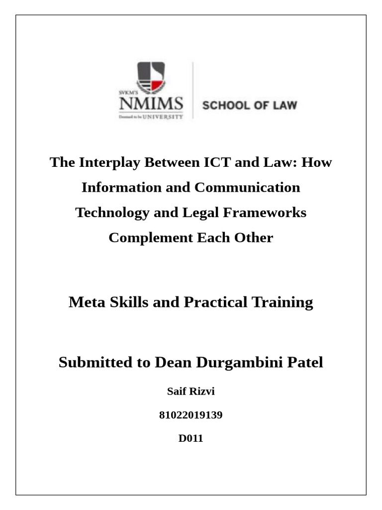 ICT and Law: A Symbiotic Relationship | PDF | Information And ...