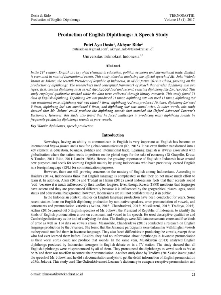 Analyzing English Diphthong Production | PDF | English Language | Human ...