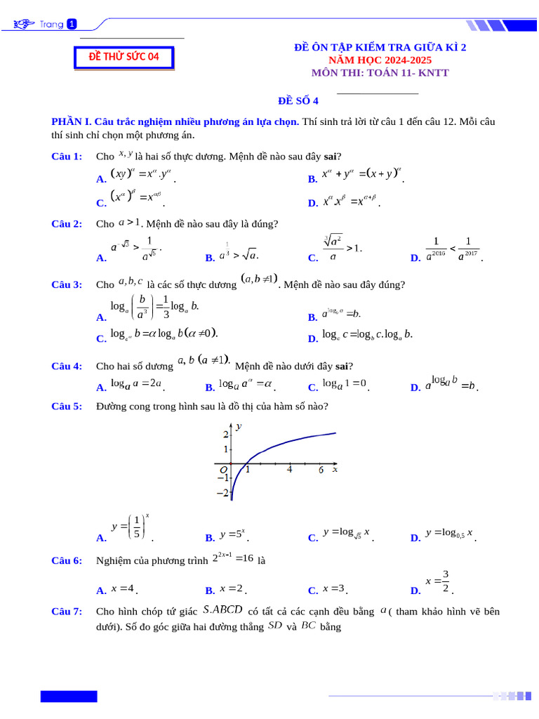 Đề số 04 - KT GK2 - Toán 11 - KNTT (Theo CV7991) | PDF