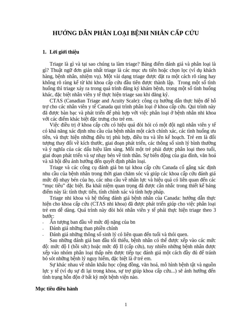 Triage - Huong Dan Phan Loai Benh Nhan | PDF