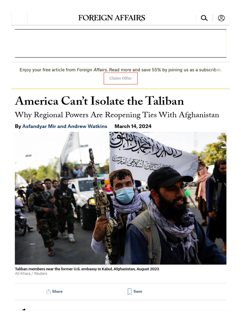 America Can't Isolate The Taliban - Why Regional Powers Are Reopening ...