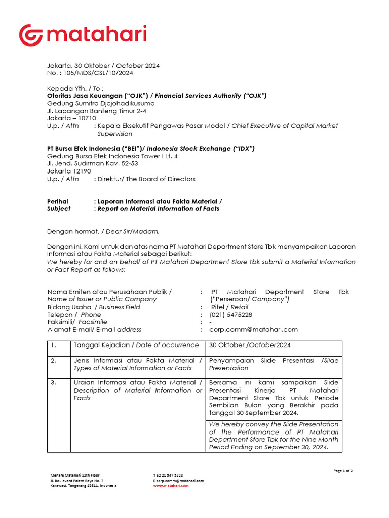 LPPF - Laporan Informasi Dan Fakta Material - 31750534 - Lamp1 | PDF