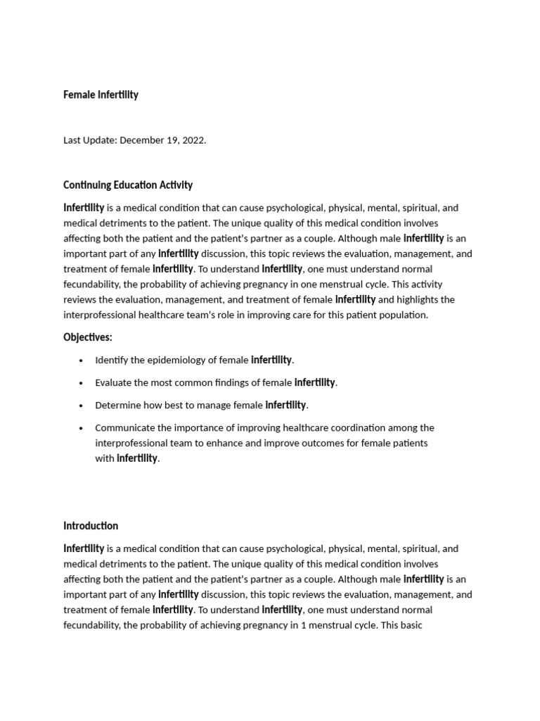 Management of Female Infertility | PDF | Polycystic Ovary Syndrome ...