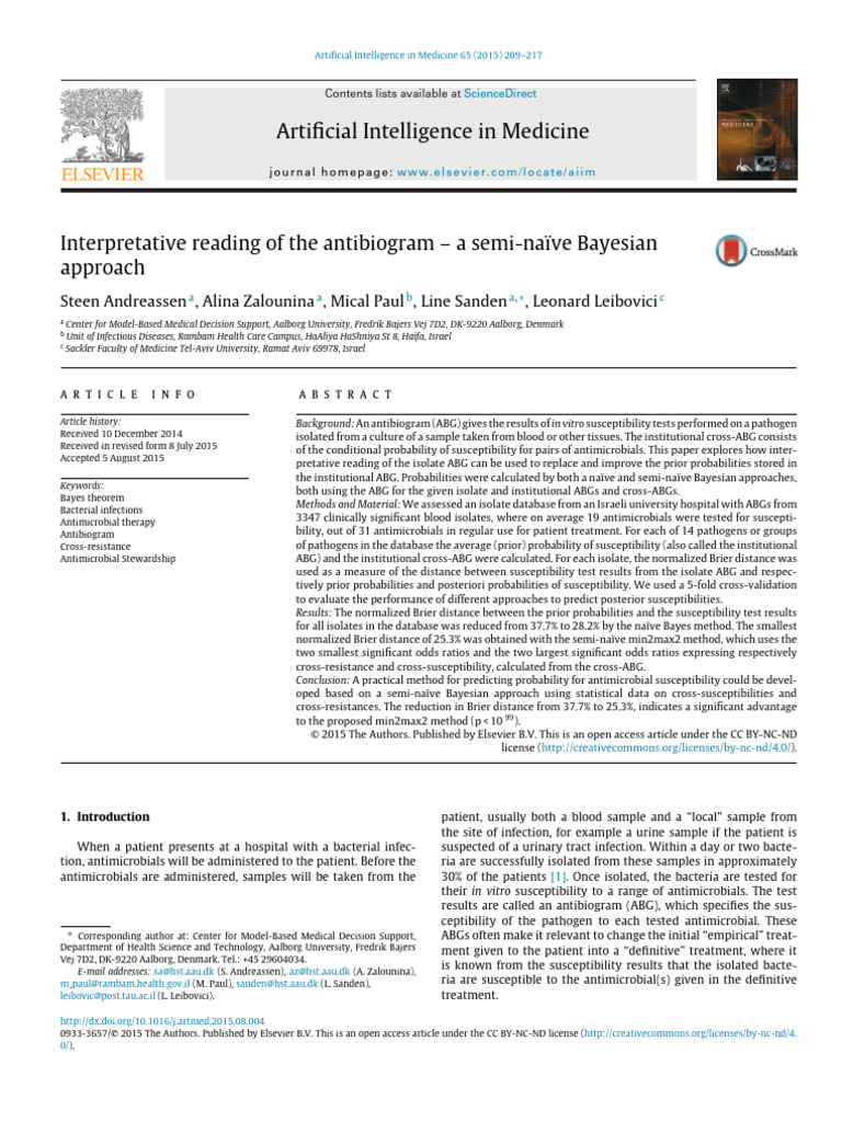 Interpretative Reading of The Antibiogram - A Semi-Naïve Bayesian ...