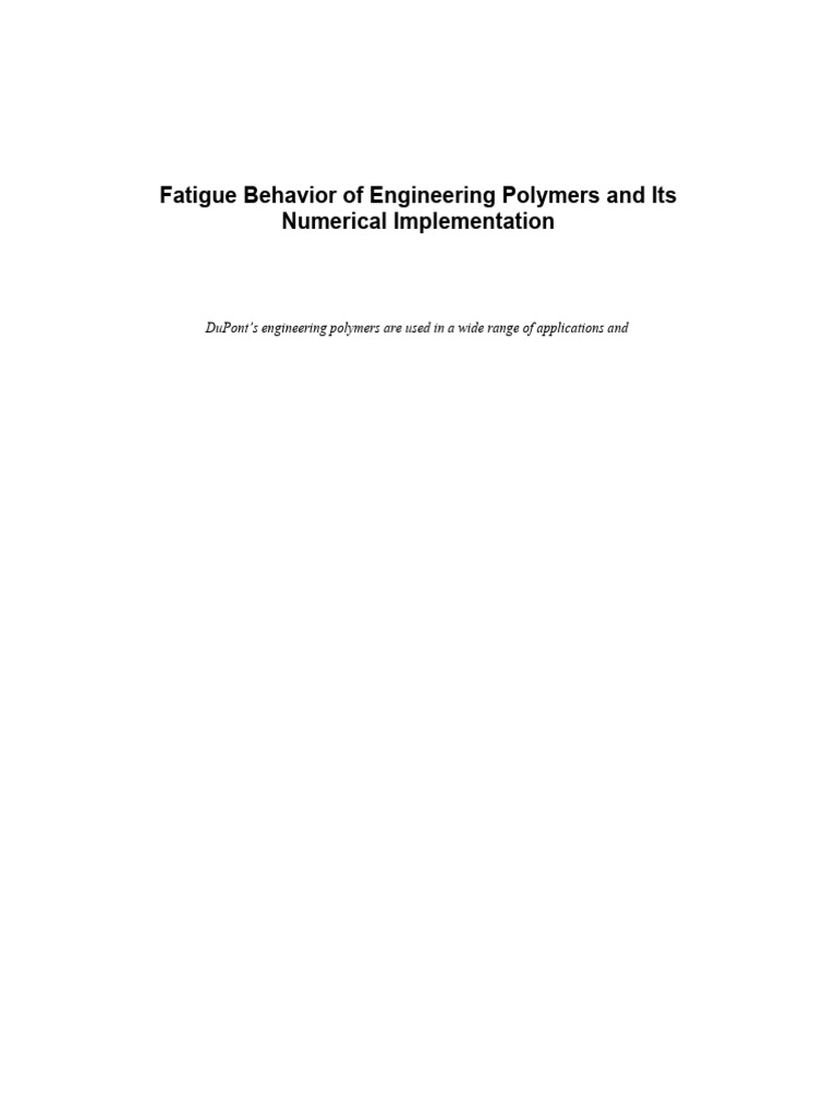 2218-SAoE-Fatigue Behavior of Engineering Polymers and Its Numerical Implementation | PDF ...