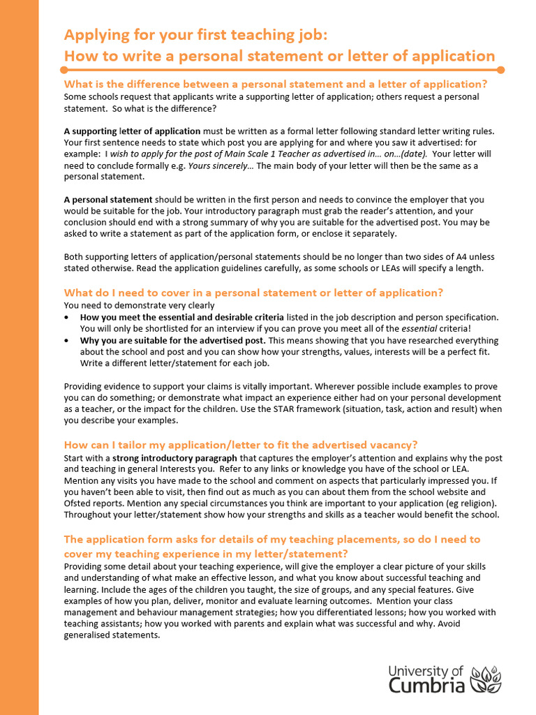 Teaching Job Application Guide | PDF | Teachers | Experience