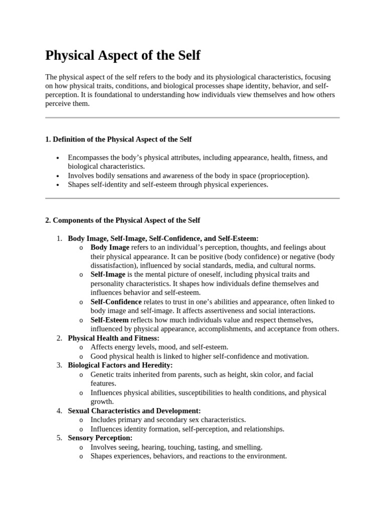 Physical Aspect of The Self and Psychological Aspect of The Self | PDF | Self Actualization ...
