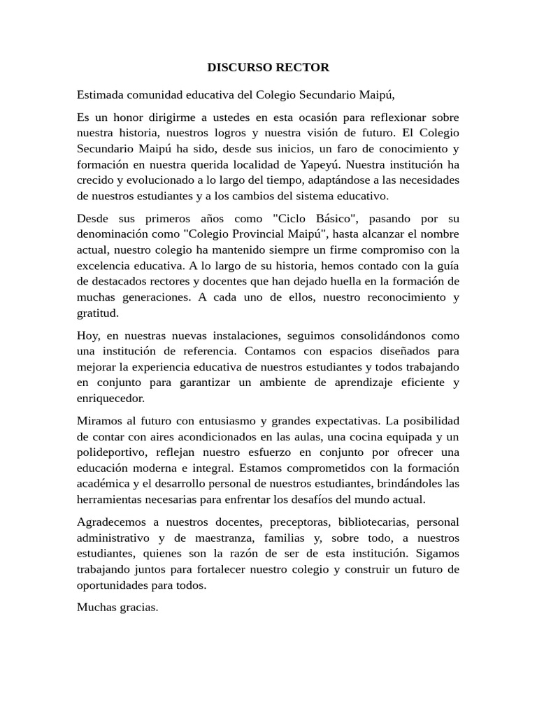 Discurso Rector | PDF