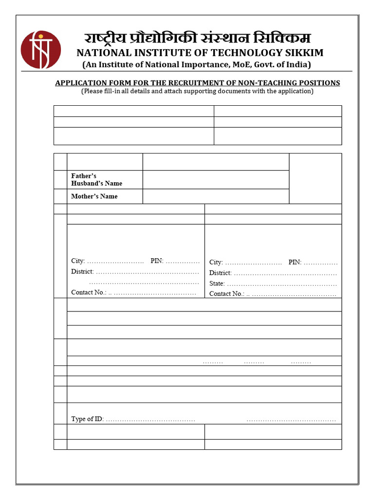 Nits Rect 2025 Ntr Advt Application Form | PDF