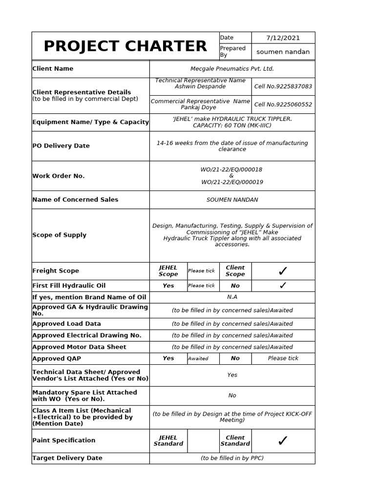 Project Charter-Blank Format | PDF | Transport | Vehicles