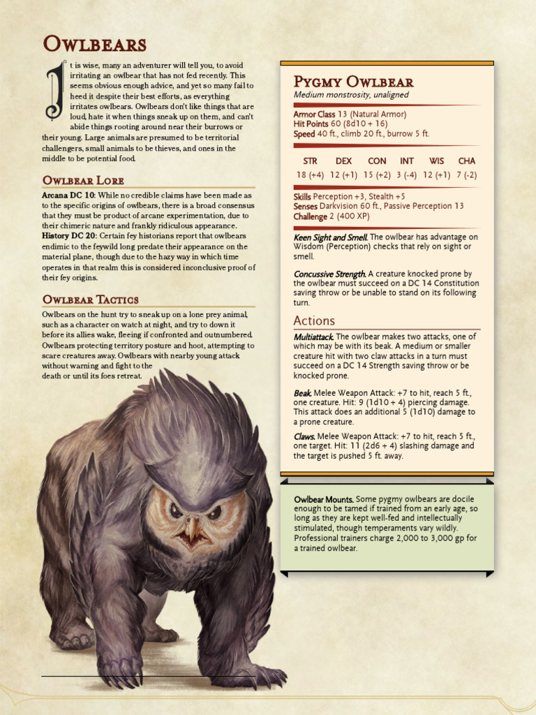 Owlbears | PDF | Wizards Of The Coast Games | Gaming