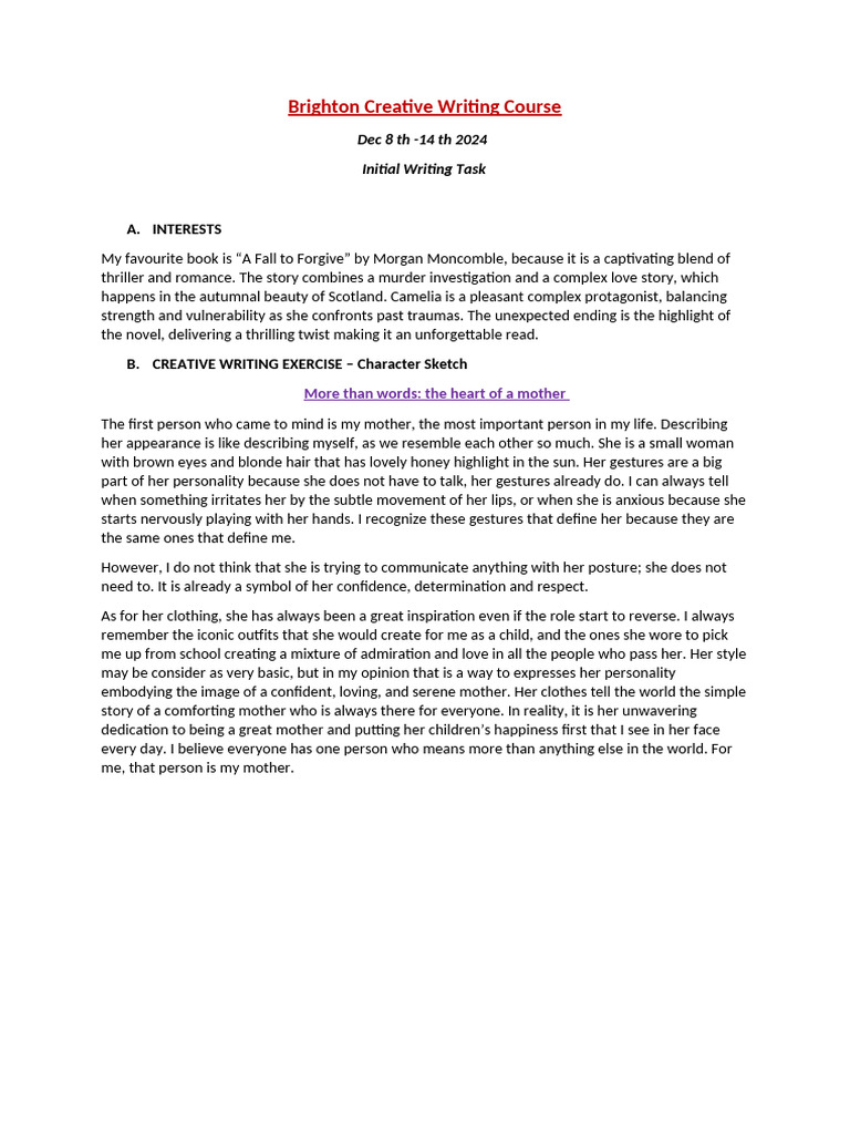 Brighton Creative Writing Course | PDF