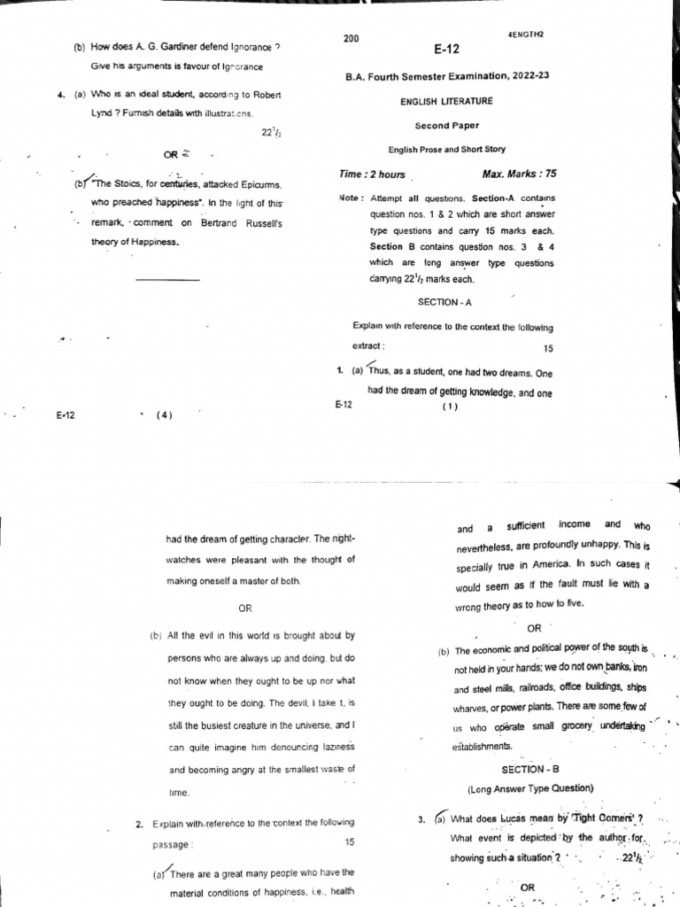 English 2ND Paper 4TH Semester | PDF | Poetry