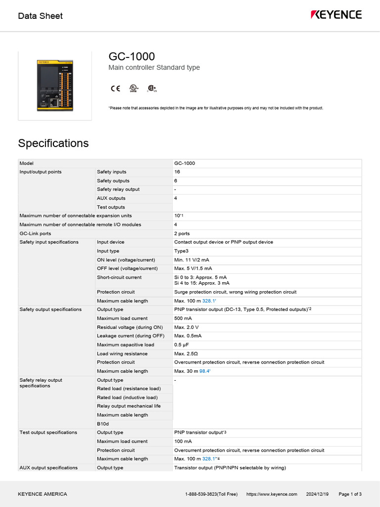 Gc-1000 Datasheet Keyence | PDF | Relay | Bipolar Junction Transistor