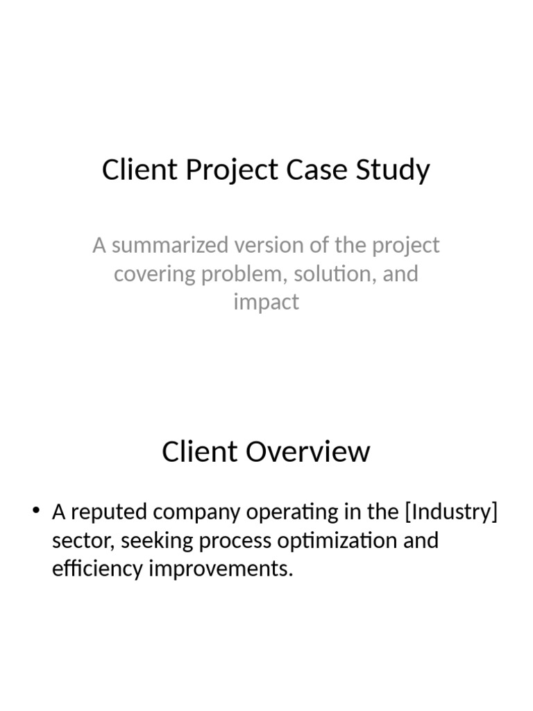 Client Case Study PPT | PDF