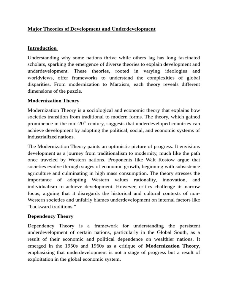 Theories of Development and Underdevelopment | PDF | World Systems ...