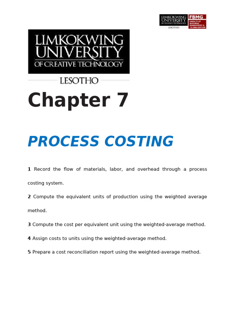 Chapter 7 Process Costing | PDF | Cost | Cost Of Goods Sold