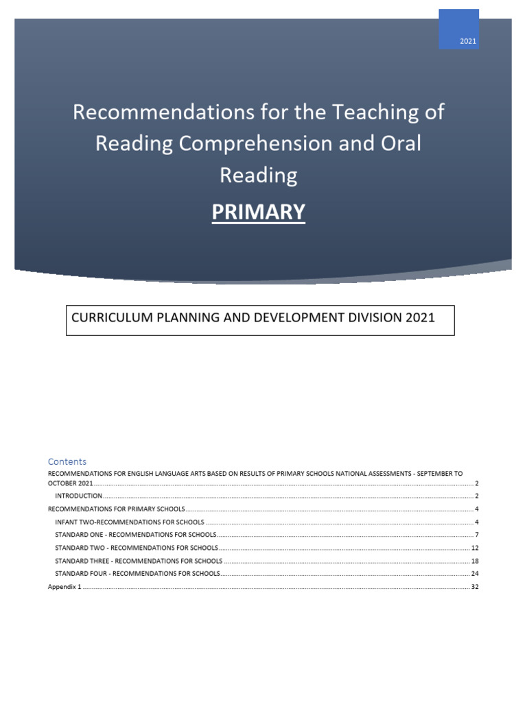 Ela Recommendations Primary 25.10.21p.m. | PDF | Reading Comprehension ...