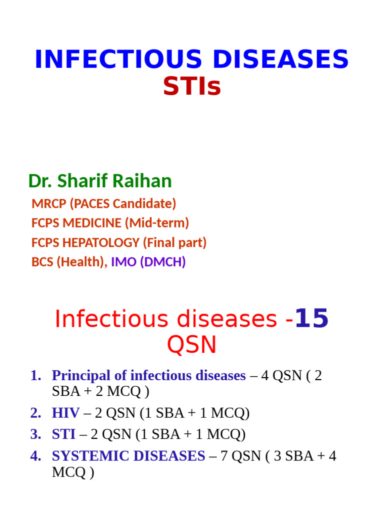 Overview of Infectious Diseases and STIs | PDF | Sexually Transmitted ...