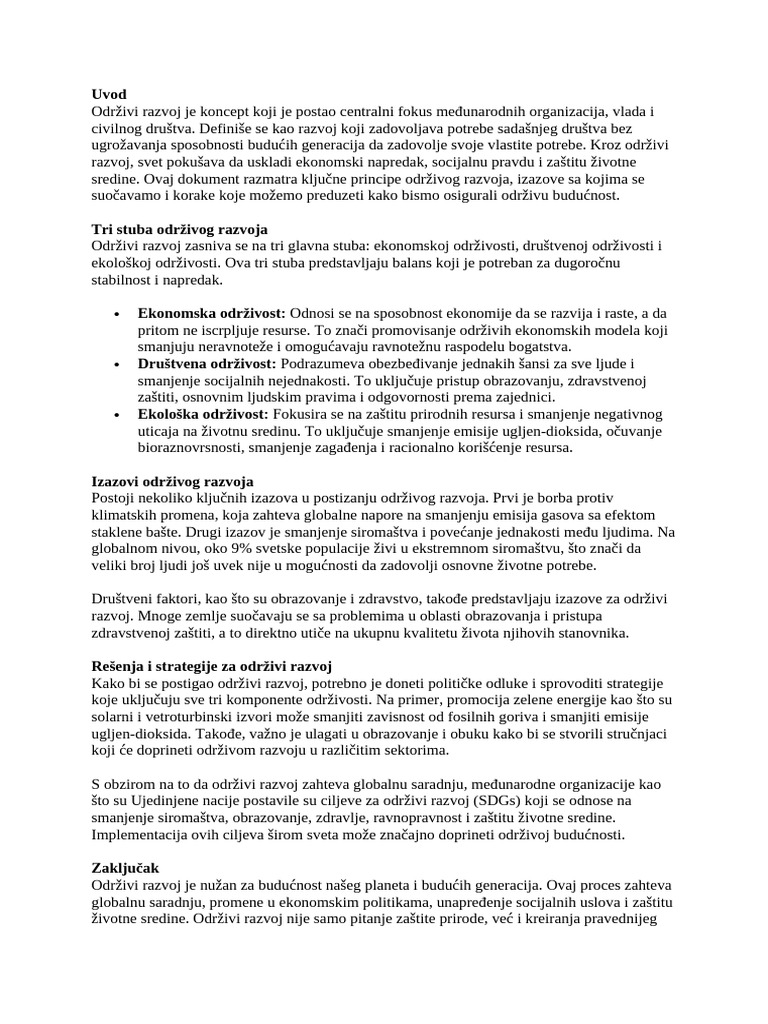 Odrzivi Razvoj | PDF