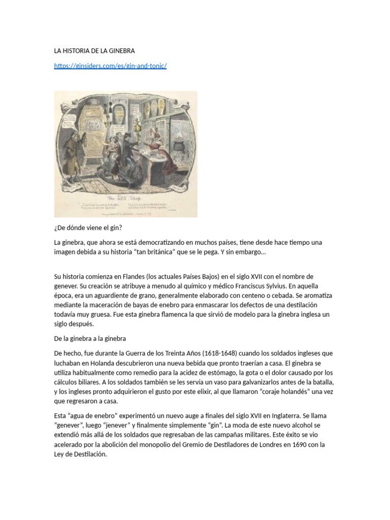 Origen e historia de la ginebra | PDF | Ginebra | Bebida