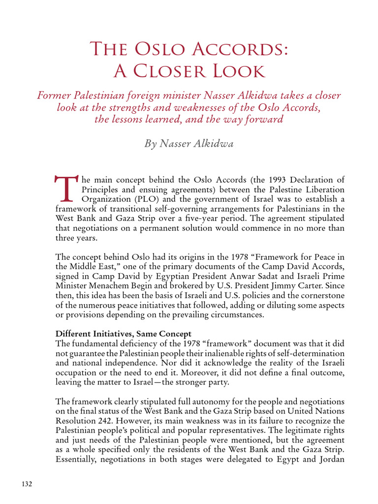 The Oslo Accords - A Closer Look | PDF | Oslo Accords | Palestine Liberation Organization