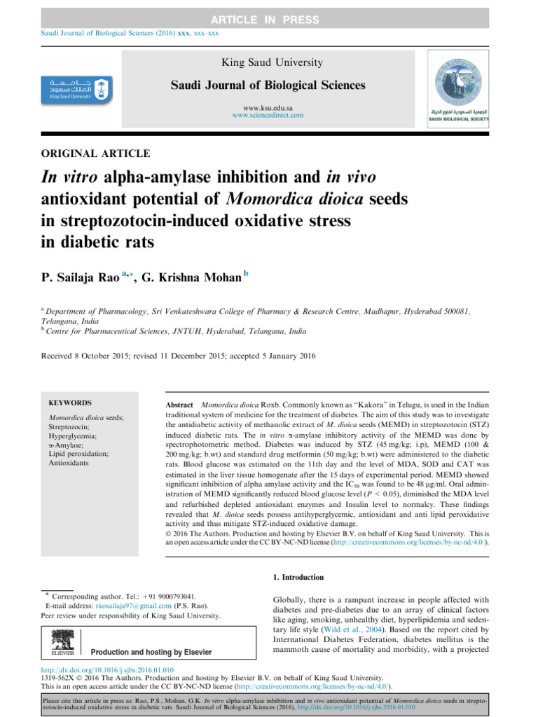 In_vitro_alpha-amylase_inhibition_and_in_vivo_anti | PDF | Antioxidant | Biology