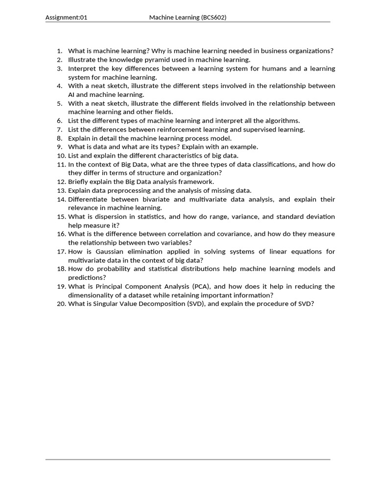 Assigment Q Machine Learning - CSE | PDF | Machine Learning | Principal Component Analysis
