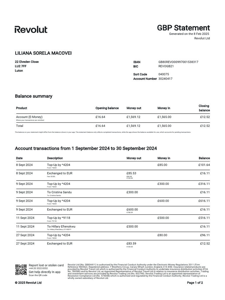 Account Statement - 2024 09 01 - 2024 09 30 - en GB - A6cab3 | PDF ...