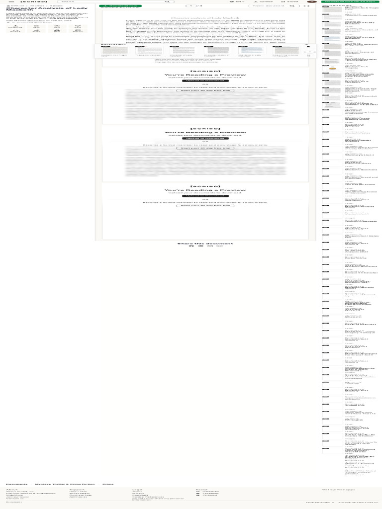 Lady Macbeth Character Analysis | PDF | Macbeth | Shakespearean Tragedies
