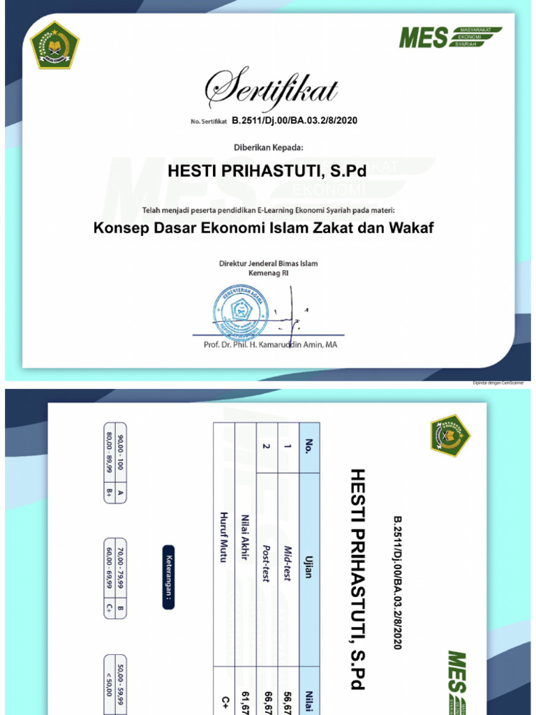 Sertifikat E-Learning PAI Kemenag | PDF