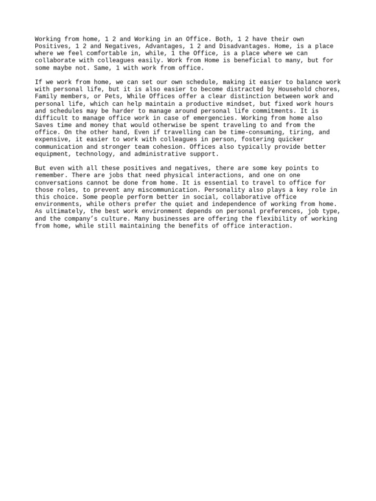 Working From Home, and Working | PDF