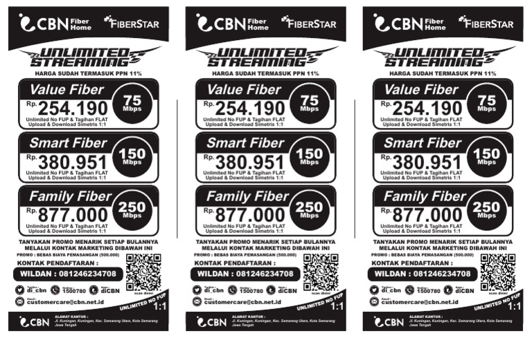 Brosur CBN Fiber 2024: Paket Unlimited | PDF