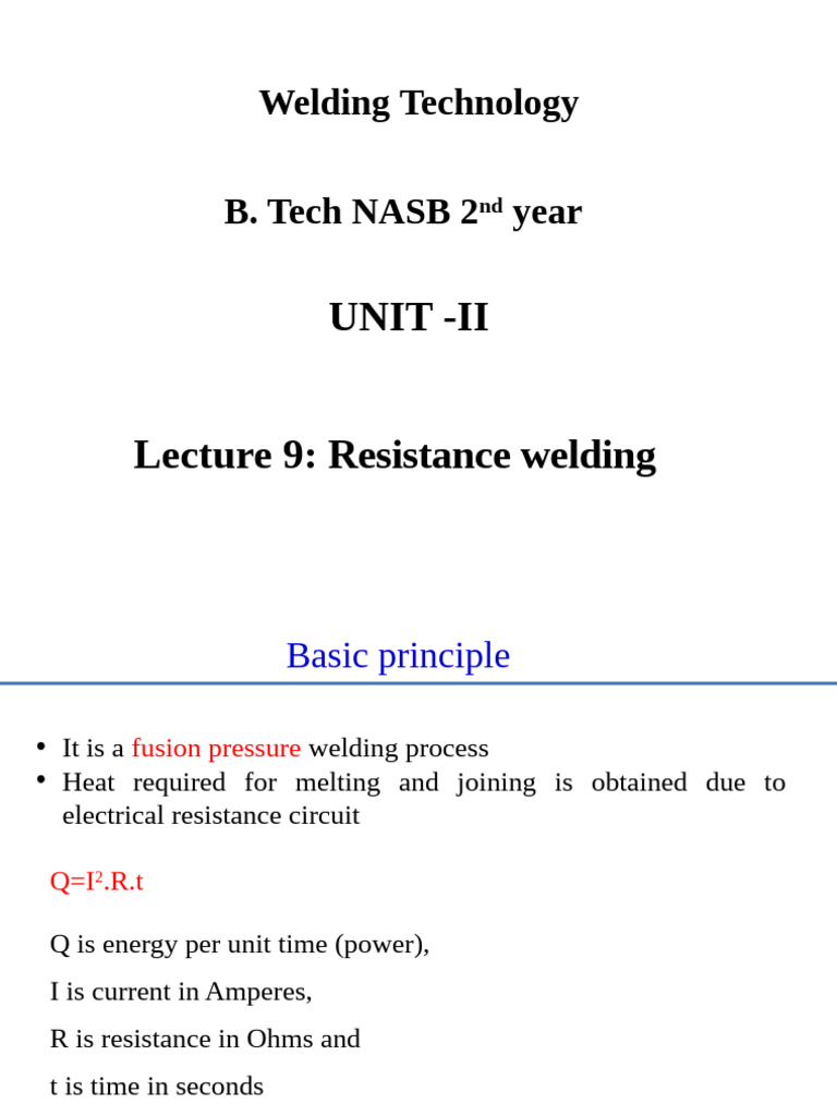 Lecture-9 Resistance Welding | PDF | Welding | Construction