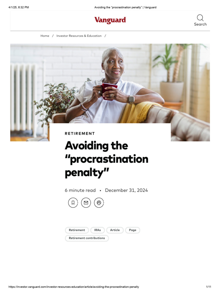 Avoiding The "Procrastination Penalty" - Vanguard | PDF | Individual Retirement Account | Taxes