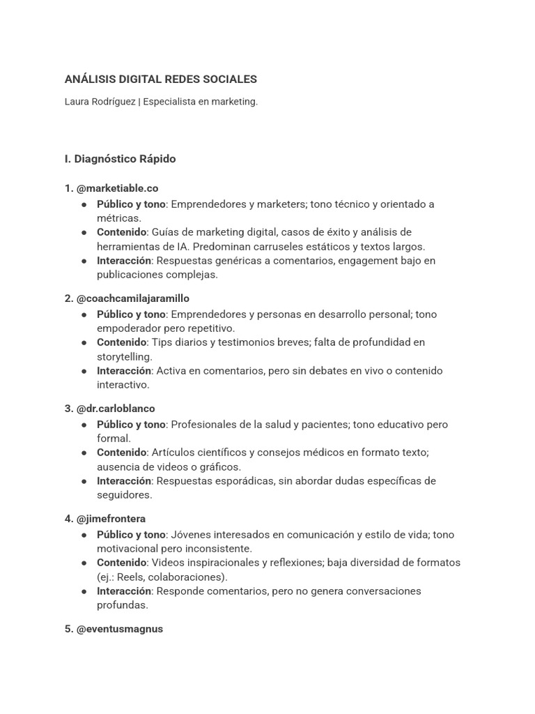 Análisis Digital Redes Sociales | PDF