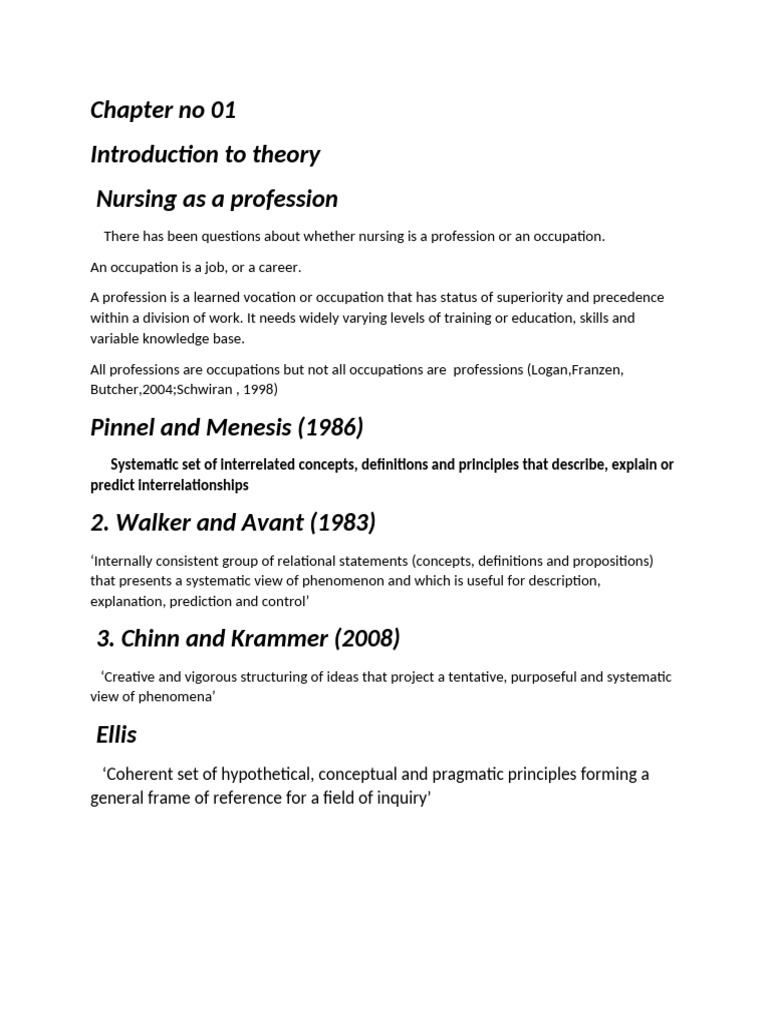 Chapter no 01 nursing theory | PDF | Theory | Concept