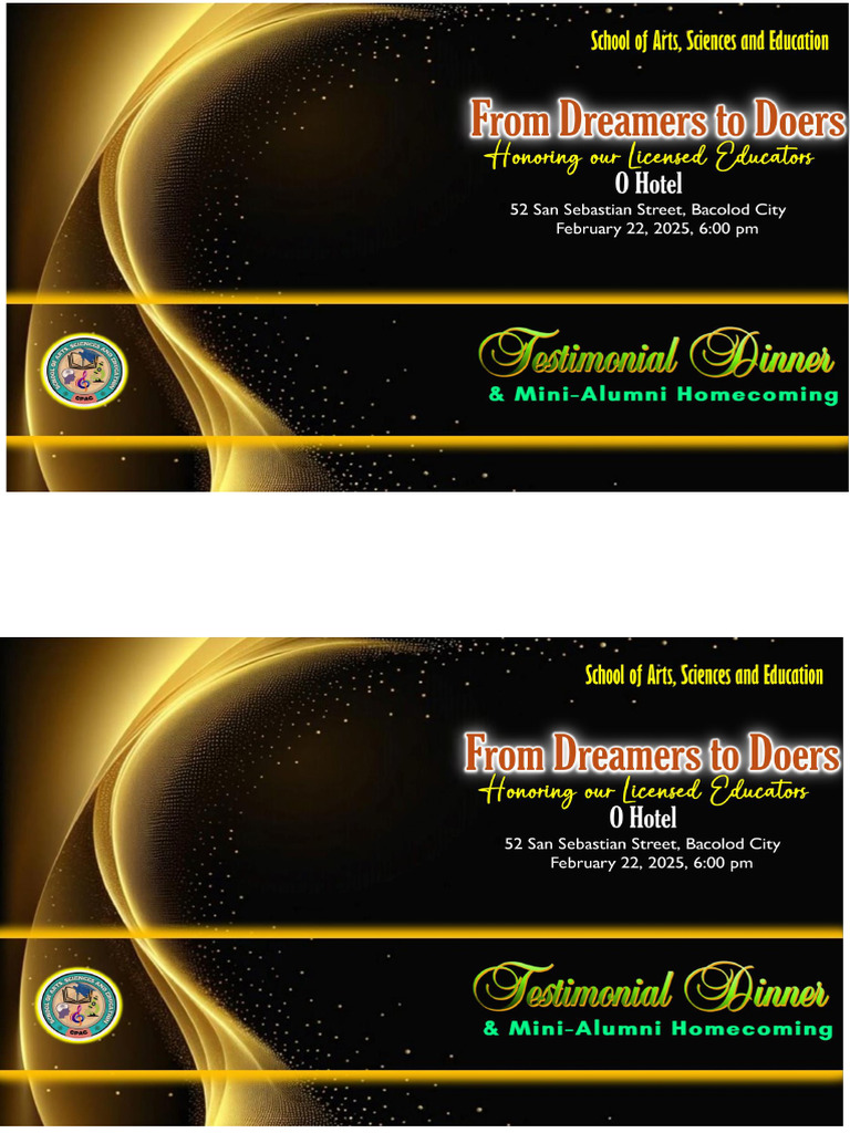 Testimonial Dinner Content | PDF