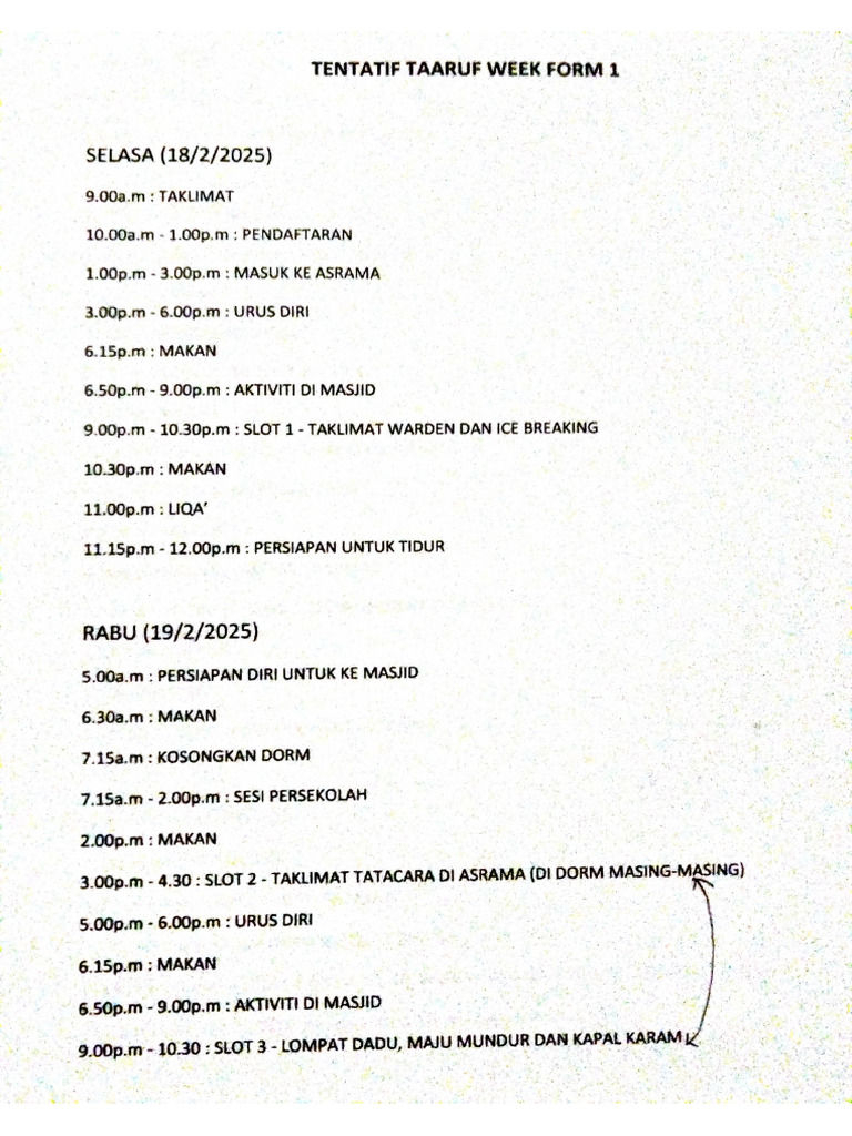 Tentatif Taaruf Week Form 1 | PDF