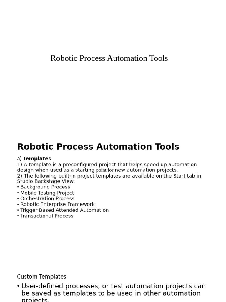 Robotic Process Automation Tools | PDF