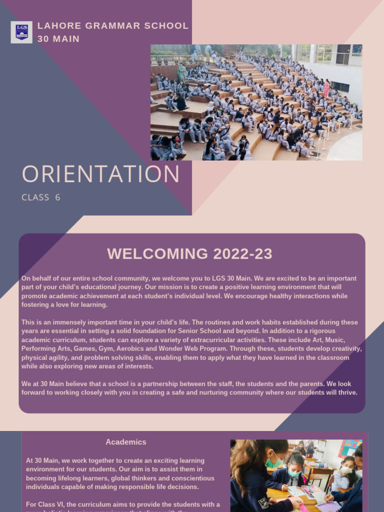 Class 6 Orientation Presentation | PDF | Curriculum | Learning