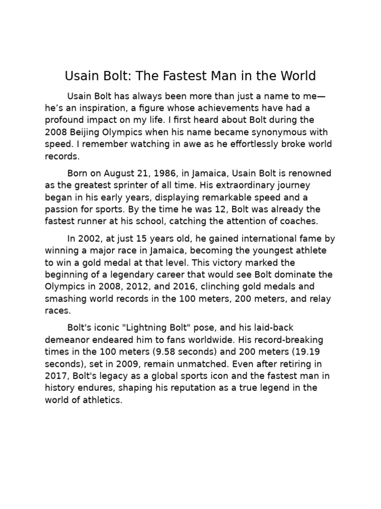 Biography of Usain Bolt - Wayne | PDF