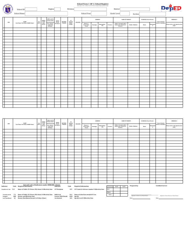 School ID Registration Form Guide | PDF