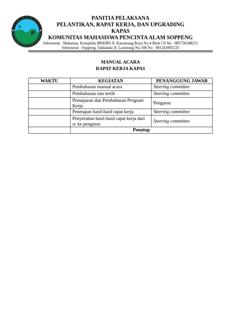 Manual Acara Raker | PDF